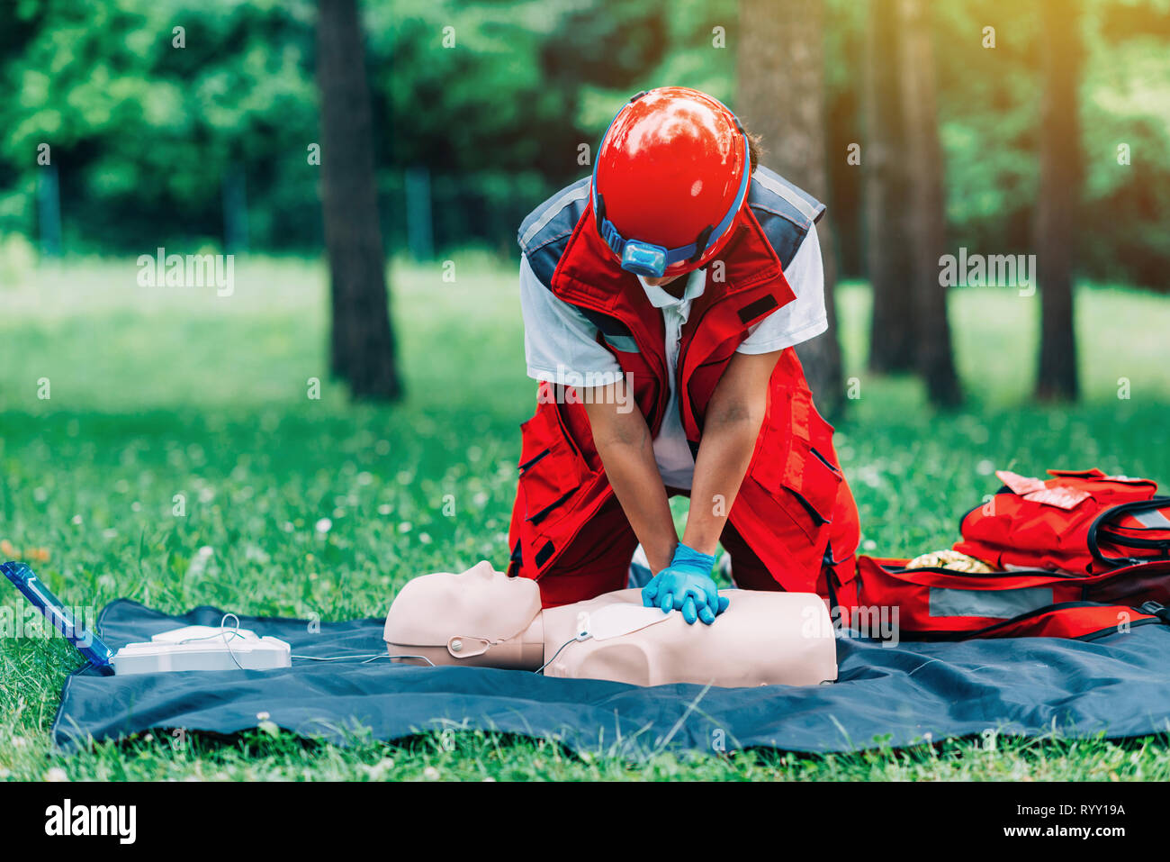 CPR training outdoors Stock Photo - Alamy