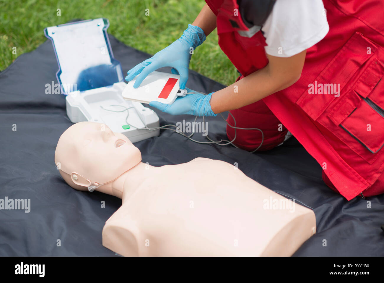 CPR training outdoors Stock Photo - Alamy