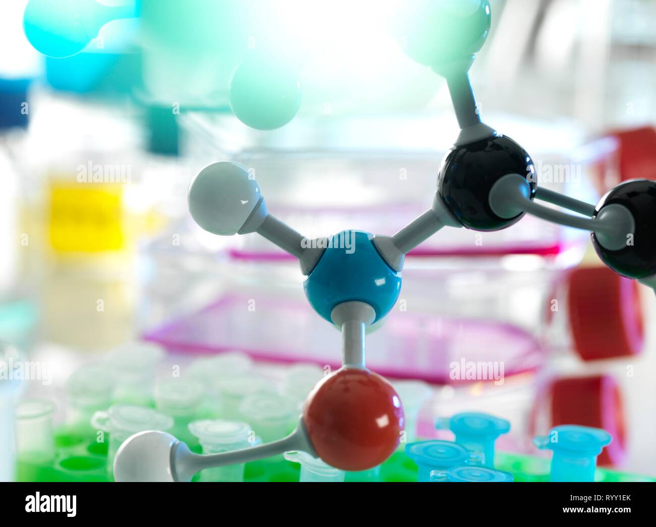 Part of a ball and stick molecular model being used to understand the ...