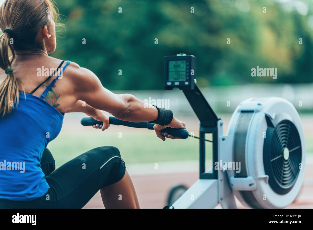 Rowing machine competition Stock Photo - Alamy