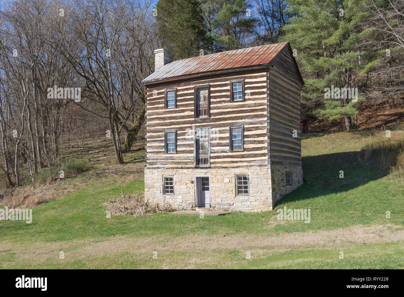 CHUCKEY, TN, USA-3/4/18: An early structure on the Nolichucky River ...