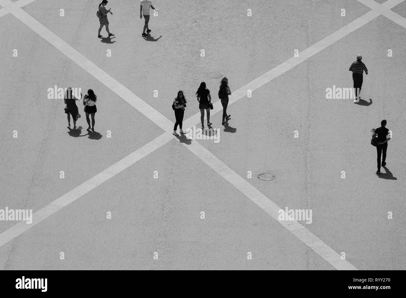 Crowd people aerial Black and White Stock Photos & Images - Alamy