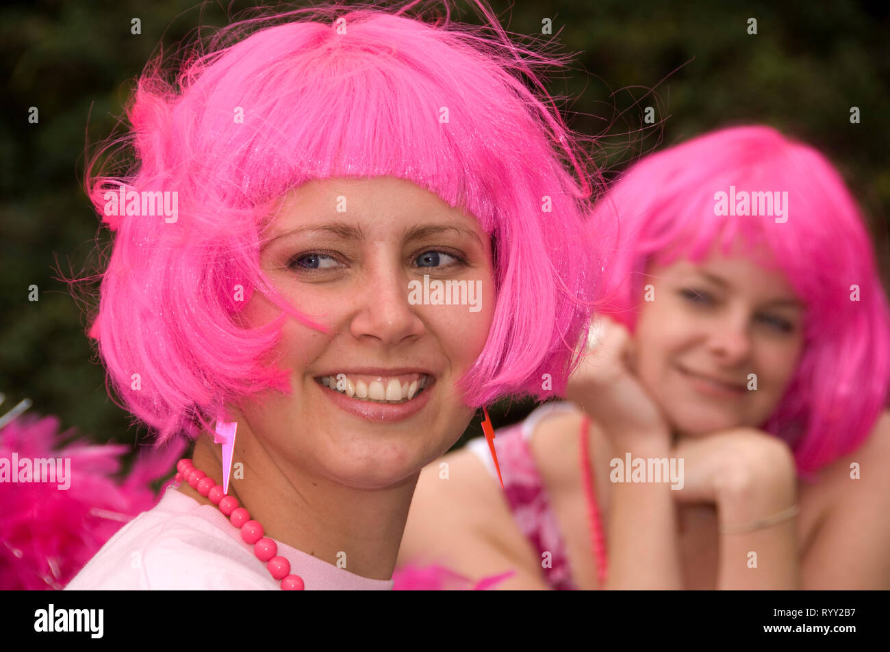 Pink Car Rally on the A38 en route for Birmingham, where mainly women ...