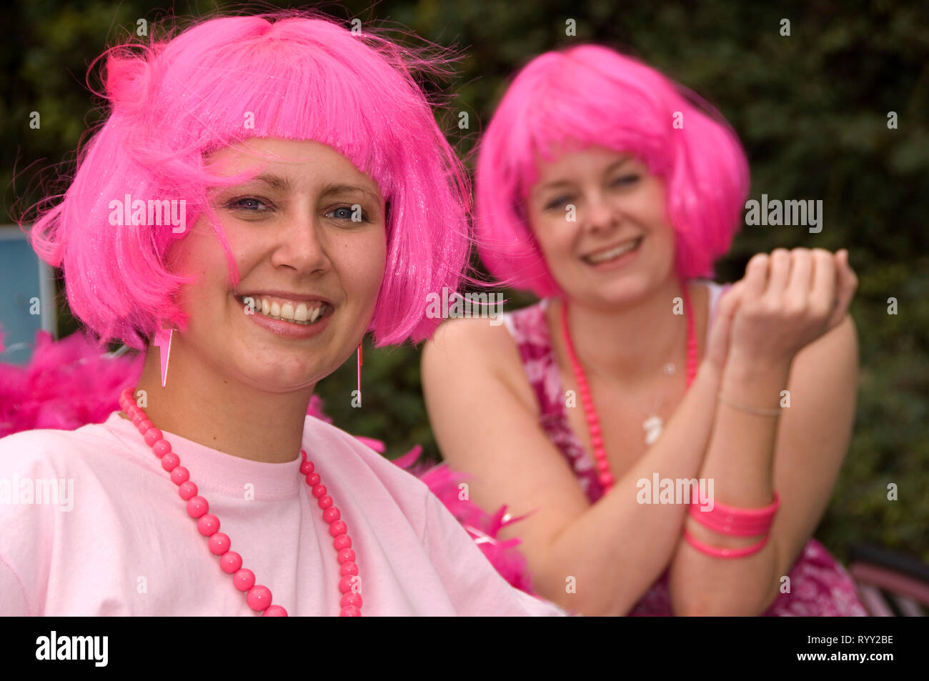 Pink Car Rally on the A38 en route for Birmingham, where mainly women ...