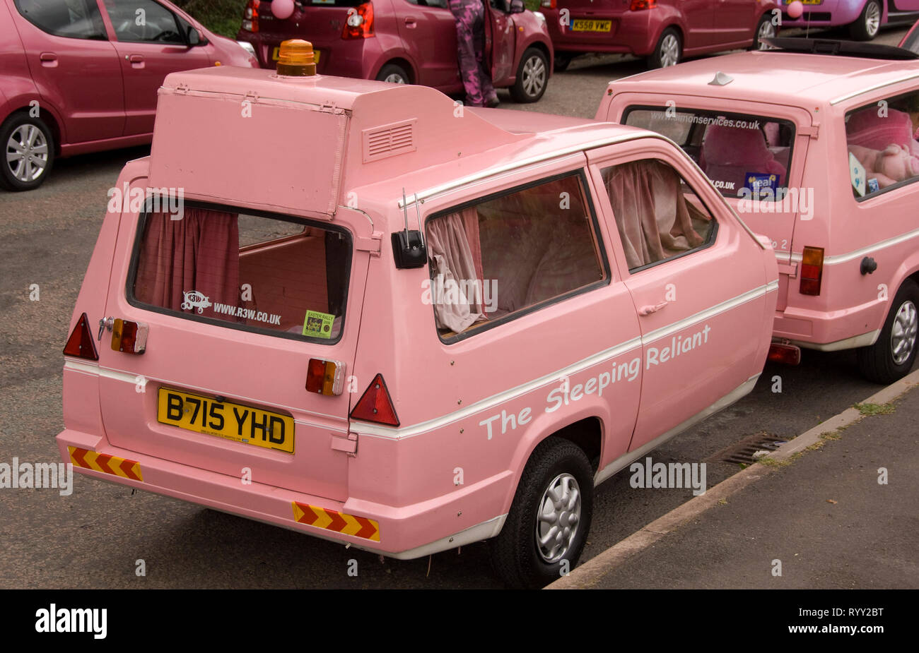 Pink Car Rally on the A38 en route for Birmingham, where mainly women ...