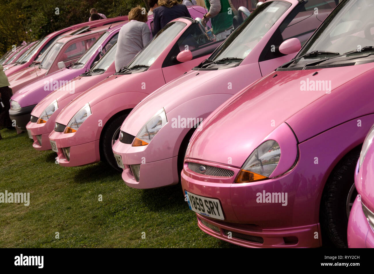 Pink Car Rally on the A38 en route for Birmingham, where mainly women ...