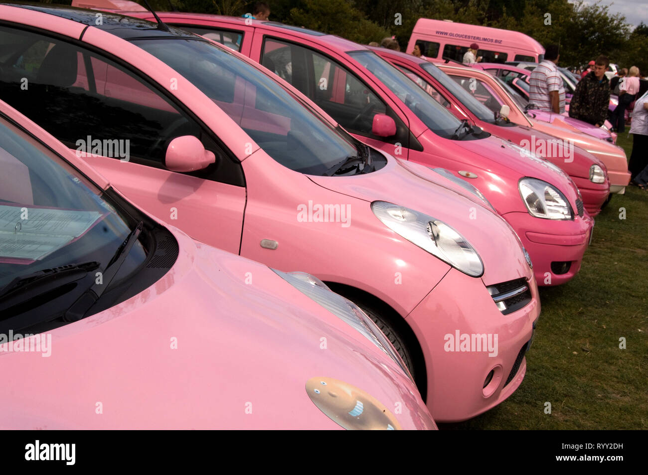 Pink Car Rally on the A38 en route for Birmingham, where mainly women ...