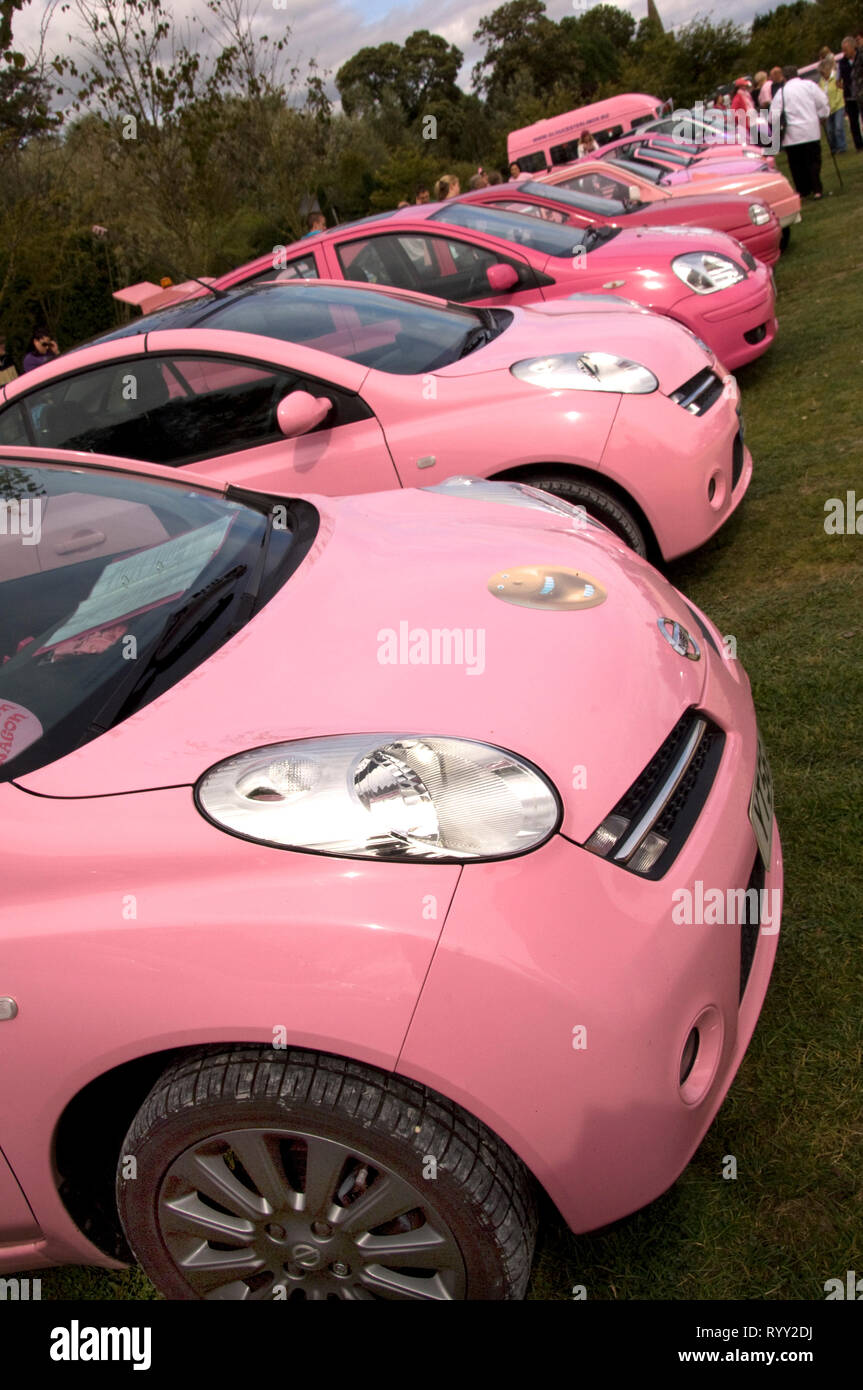 Pink Car Rally on the A38 en route for Birmingham, where mainly women ...