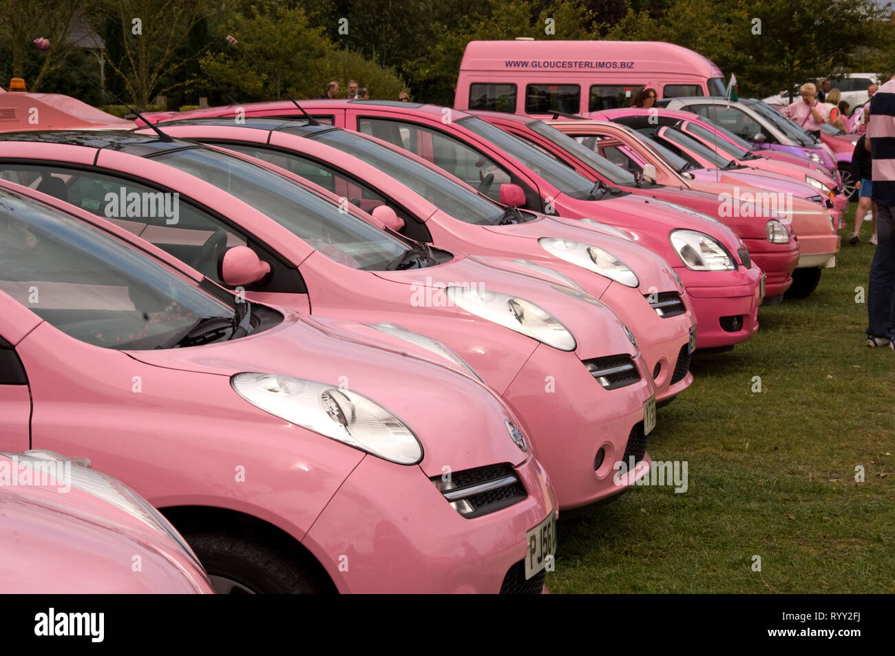 Pink Car Rally on the A38 en route for Birmingham, where mainly women ...