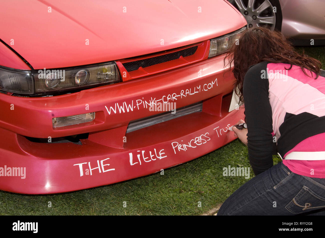 Pink Car Rally on the A38 en route for Birmingham, where mainly women ...