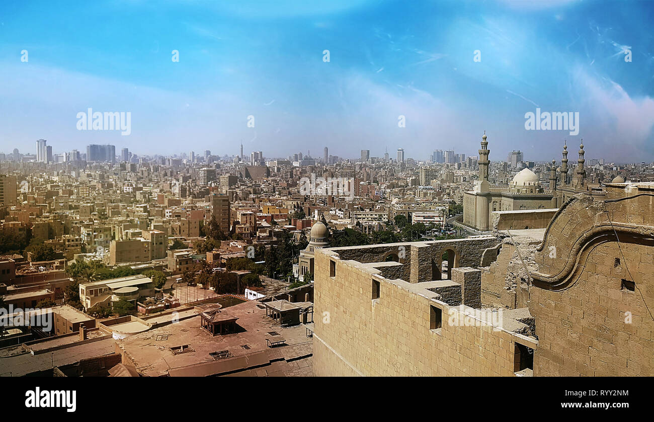 View of Cairo City Skyline From Citadel. Warm Bright Color Filter Stock ...
