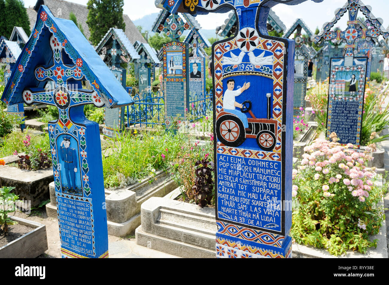 Cimitirul Vesel (Merry Cemetery) in Sapanta, Romania. July 24th 2009 ...
