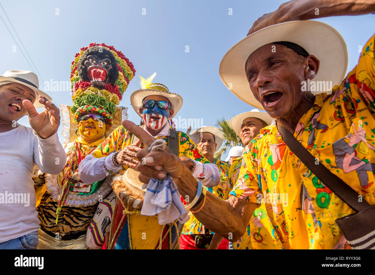 Traditional musicians of the Colombian Caribbean. Carnival Sunday ...