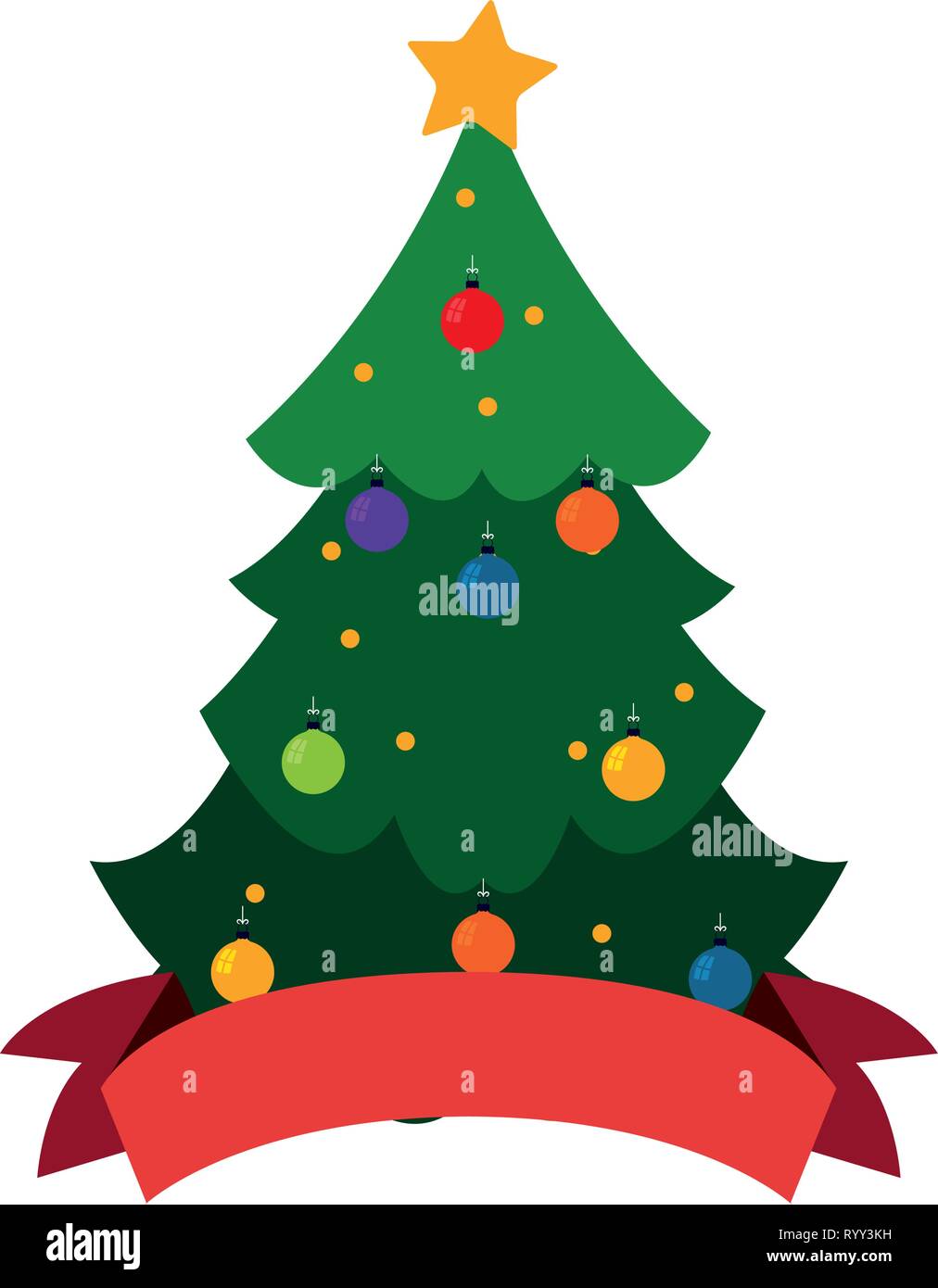christmas tree ribbon on white background vector illustration Stock ...