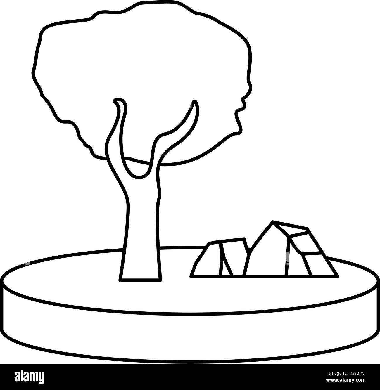 outdoors tree forest on white background vector illustration outline ...