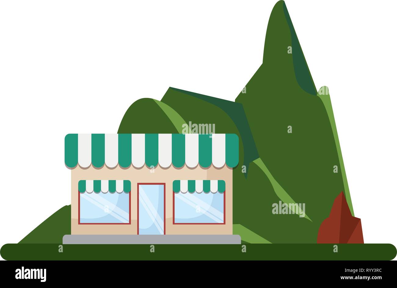 market building in the landscape vector illustration Stock Vector Image ...