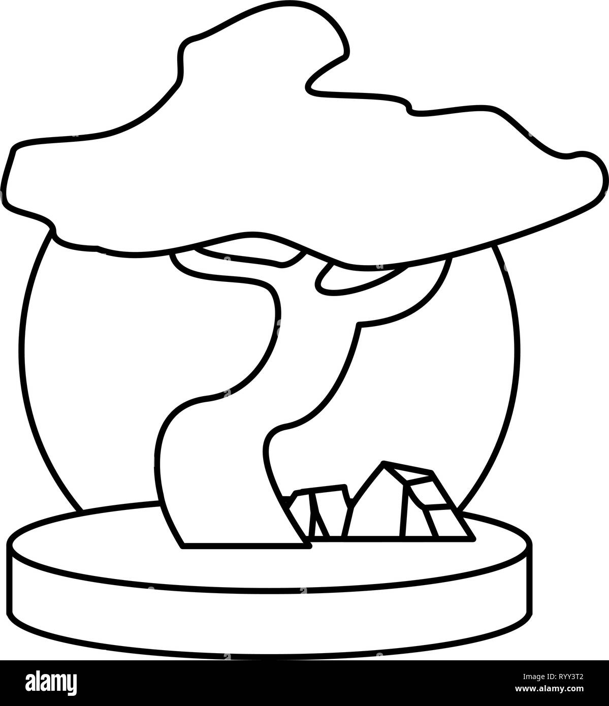 outdoors tree forest on white background vector illustration outline ...