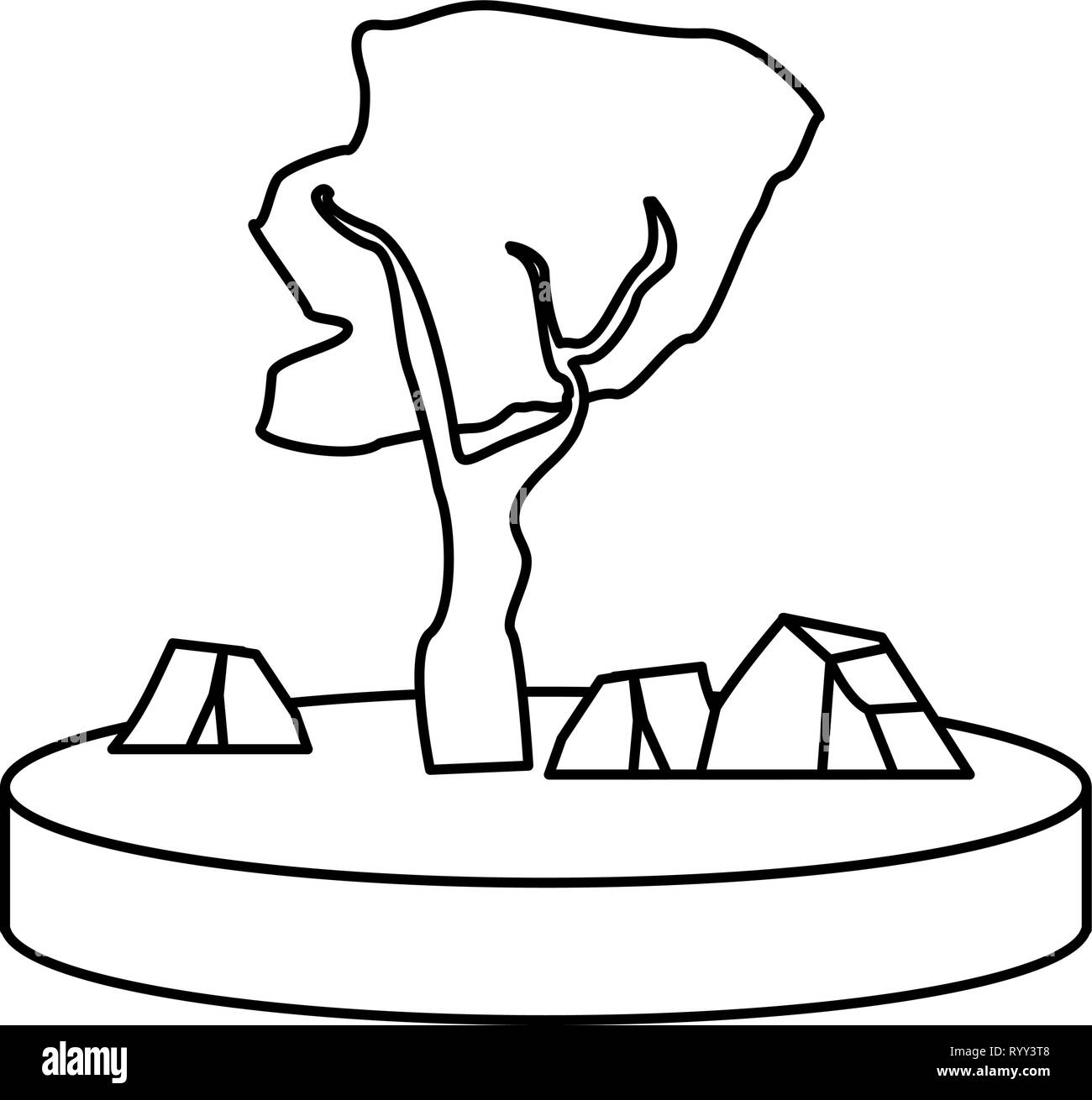 outdoors tree forest on white background vector illustration outline ...