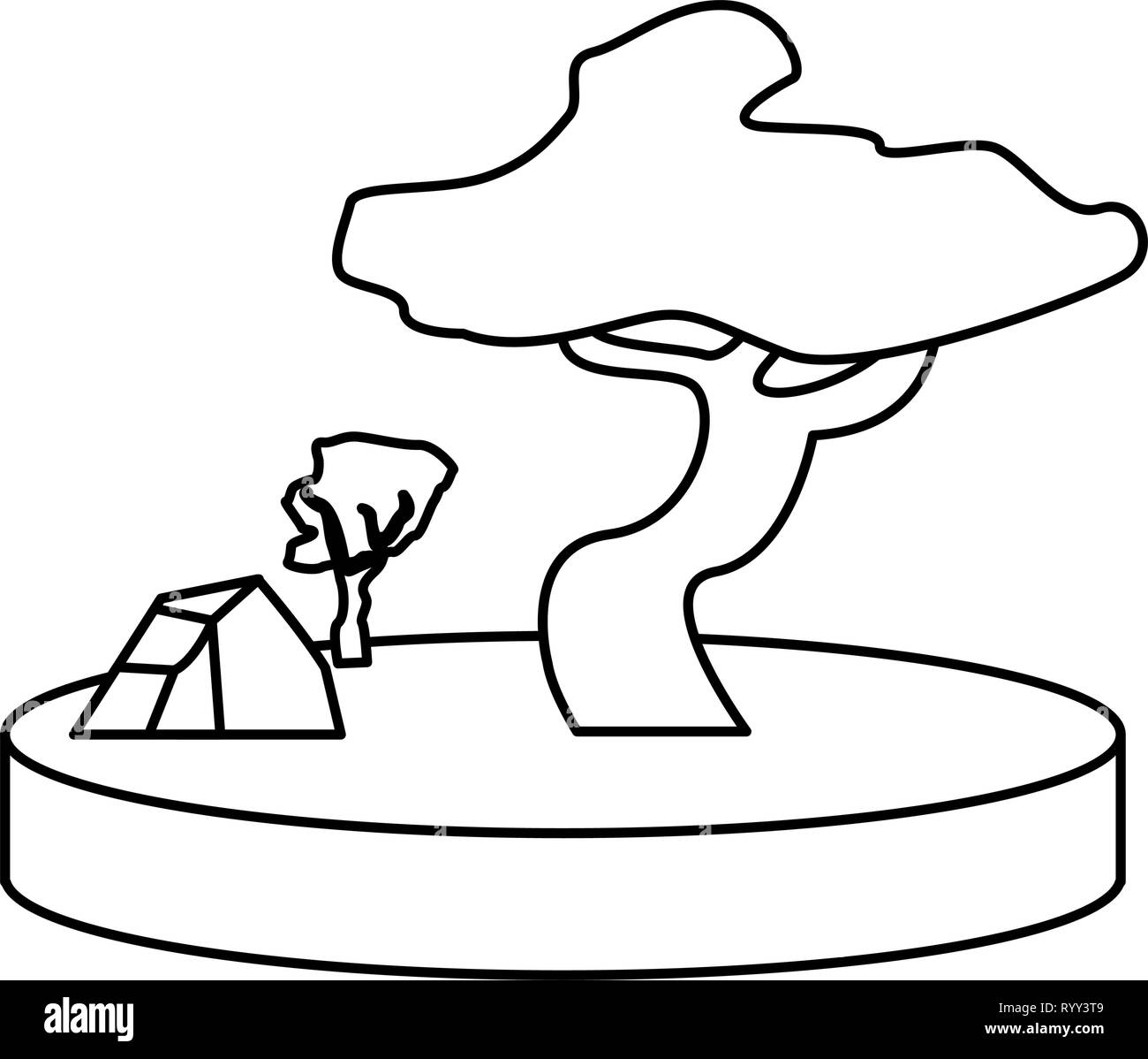 outdoors tree forest on white background vector illustration outline ...