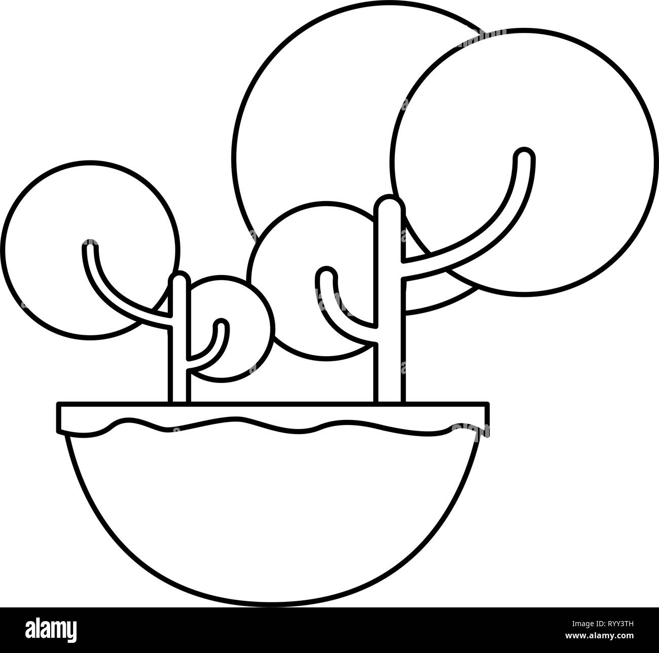 outdoors trees forest on white background vector illustration outline ...