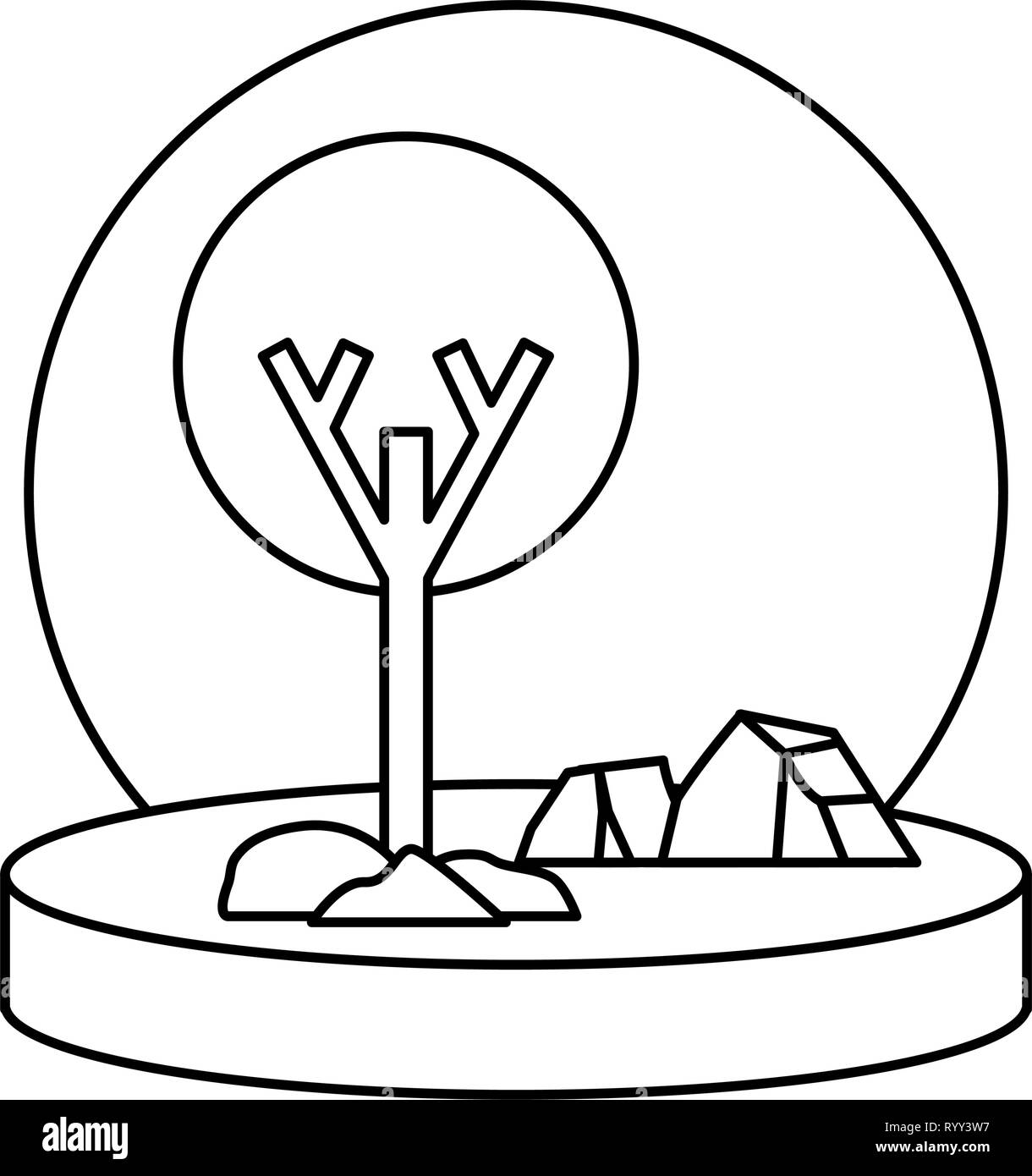 outdoors tree forest on white background vector illustration outline ...