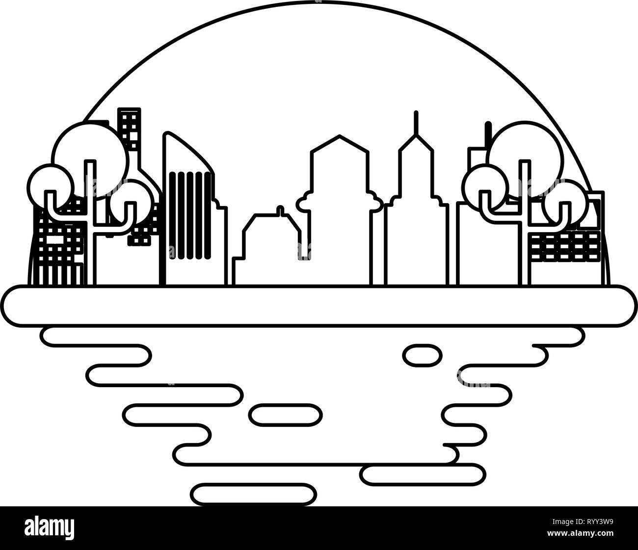 city building urban and tree vector illustration Stock Vector Image ...