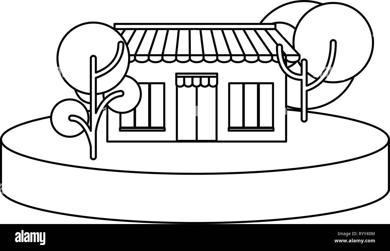 building in the landscape outline vector illustration Stock Vector ...