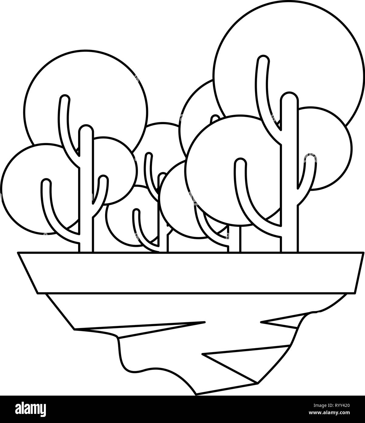 outdoors trees forest on white background vector illustration outline ...