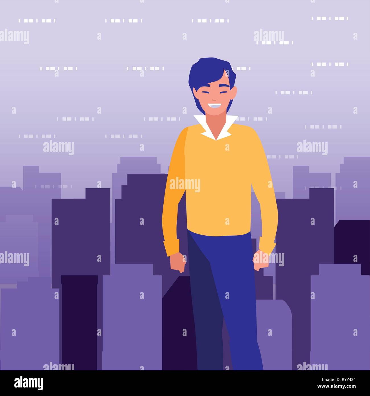 man standing in the city background vector illustration Stock Vector ...