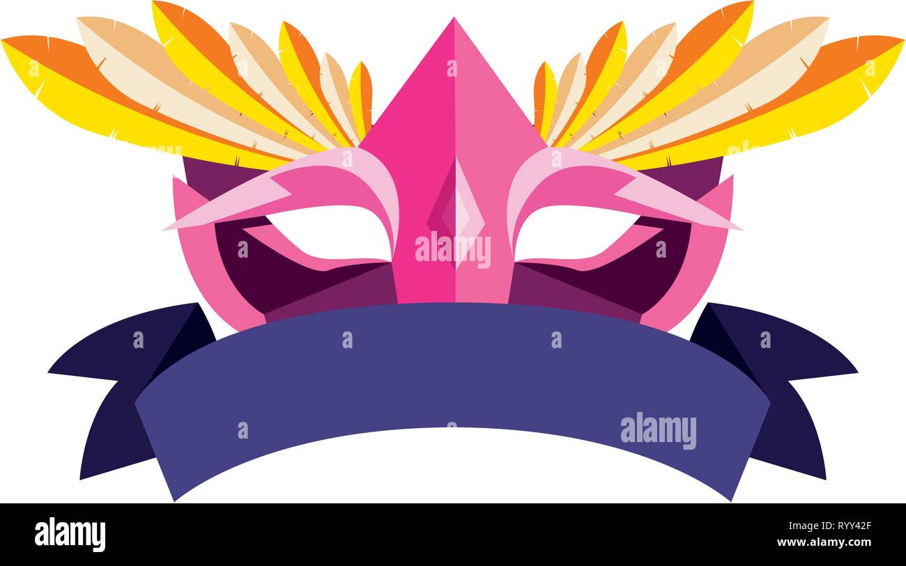 carnival mask ribbon on white background vector illustration Stock ...
