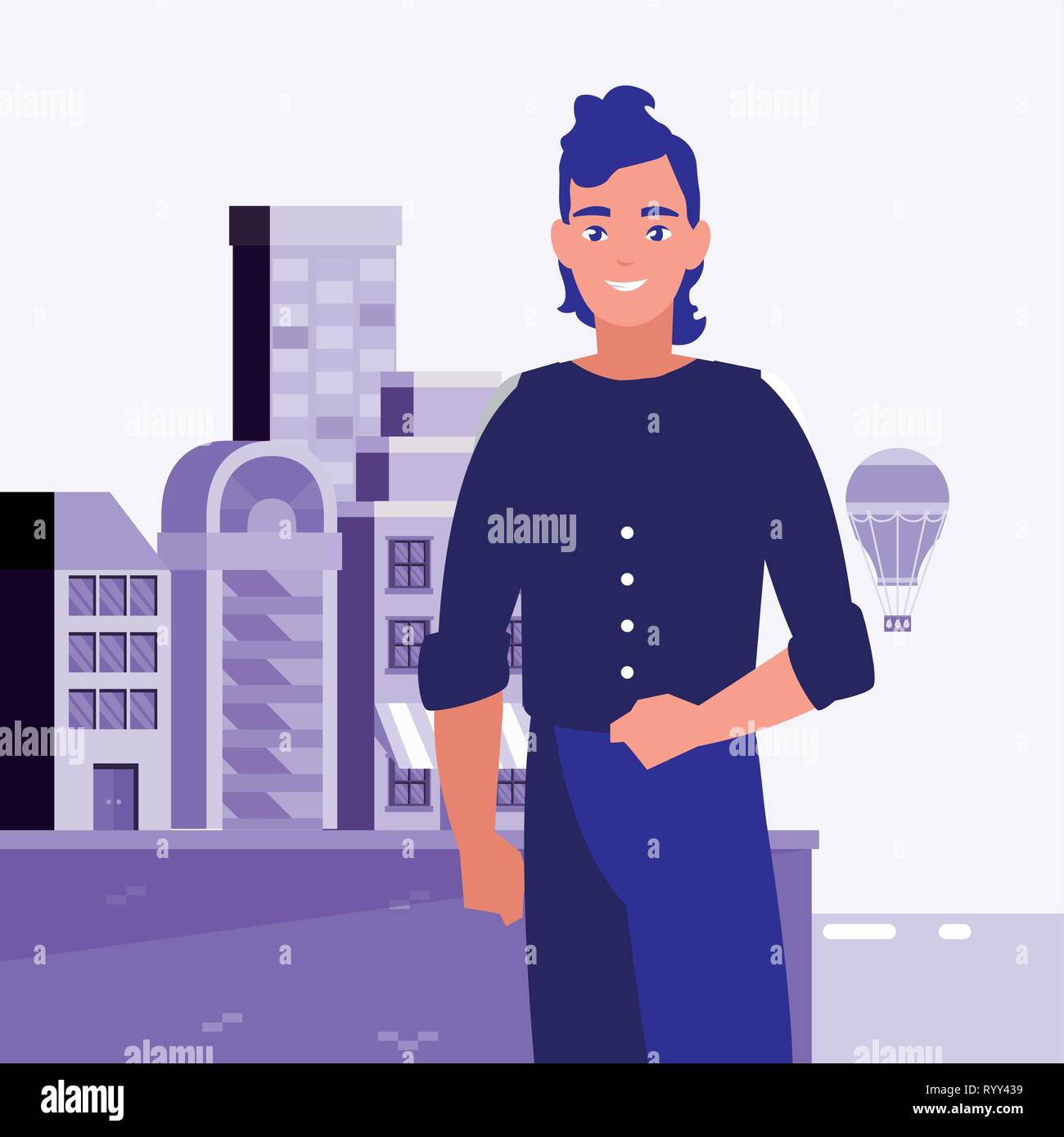 man standing in the city background vector illustration Stock Vector ...