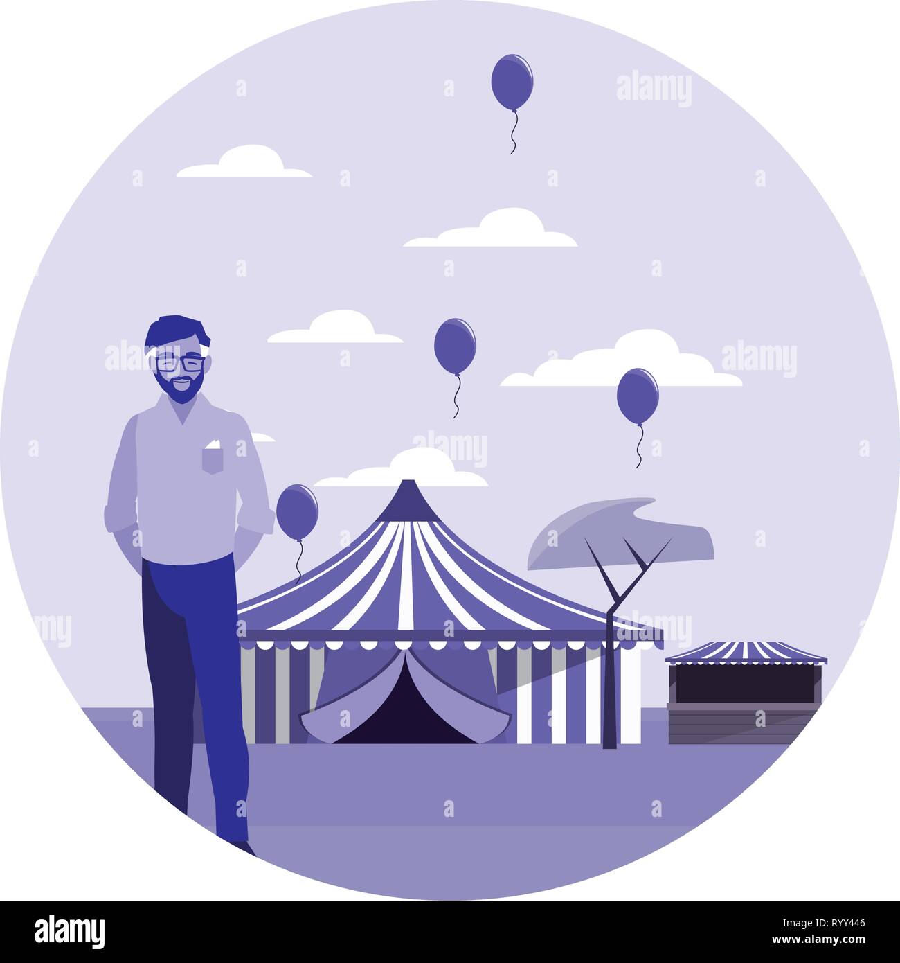 man standing in the carnival fair vector illustration Stock Vector ...