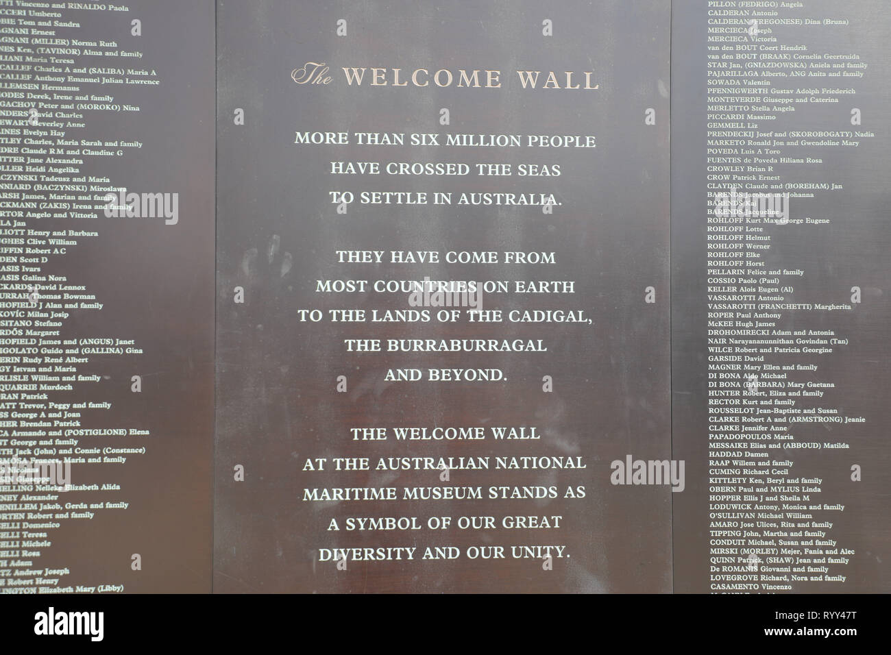 The Welcome Wall at the Australian National Maritime Museum ...
