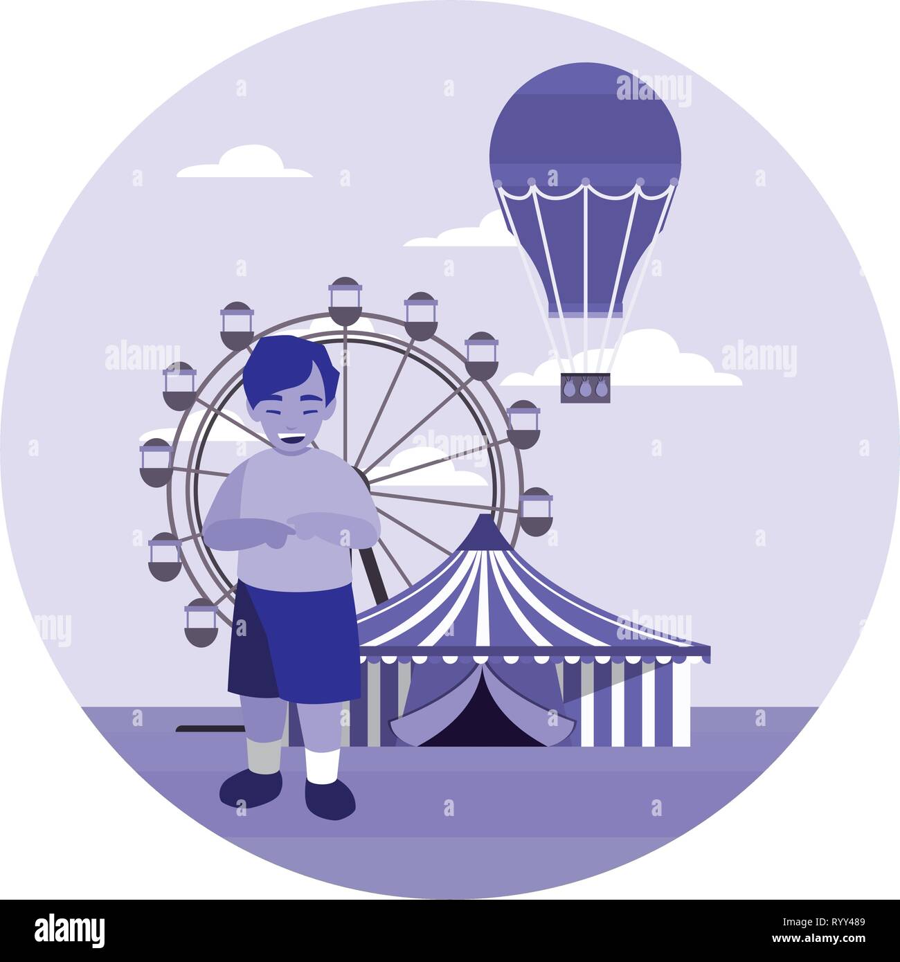 young boy in the circus amusement vector illustration Stock Vector ...