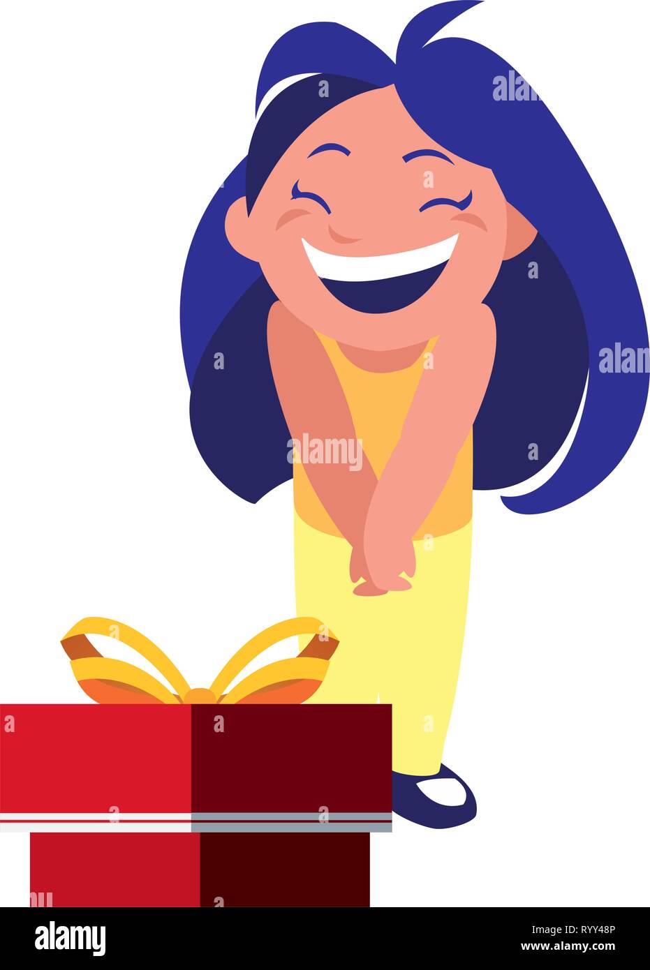 happy girl with gift box celebration vector illustration Stock Vector ...