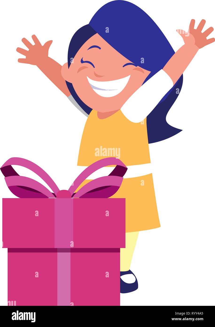 happy girl with gift box celebration vector illustration Stock Vector ...