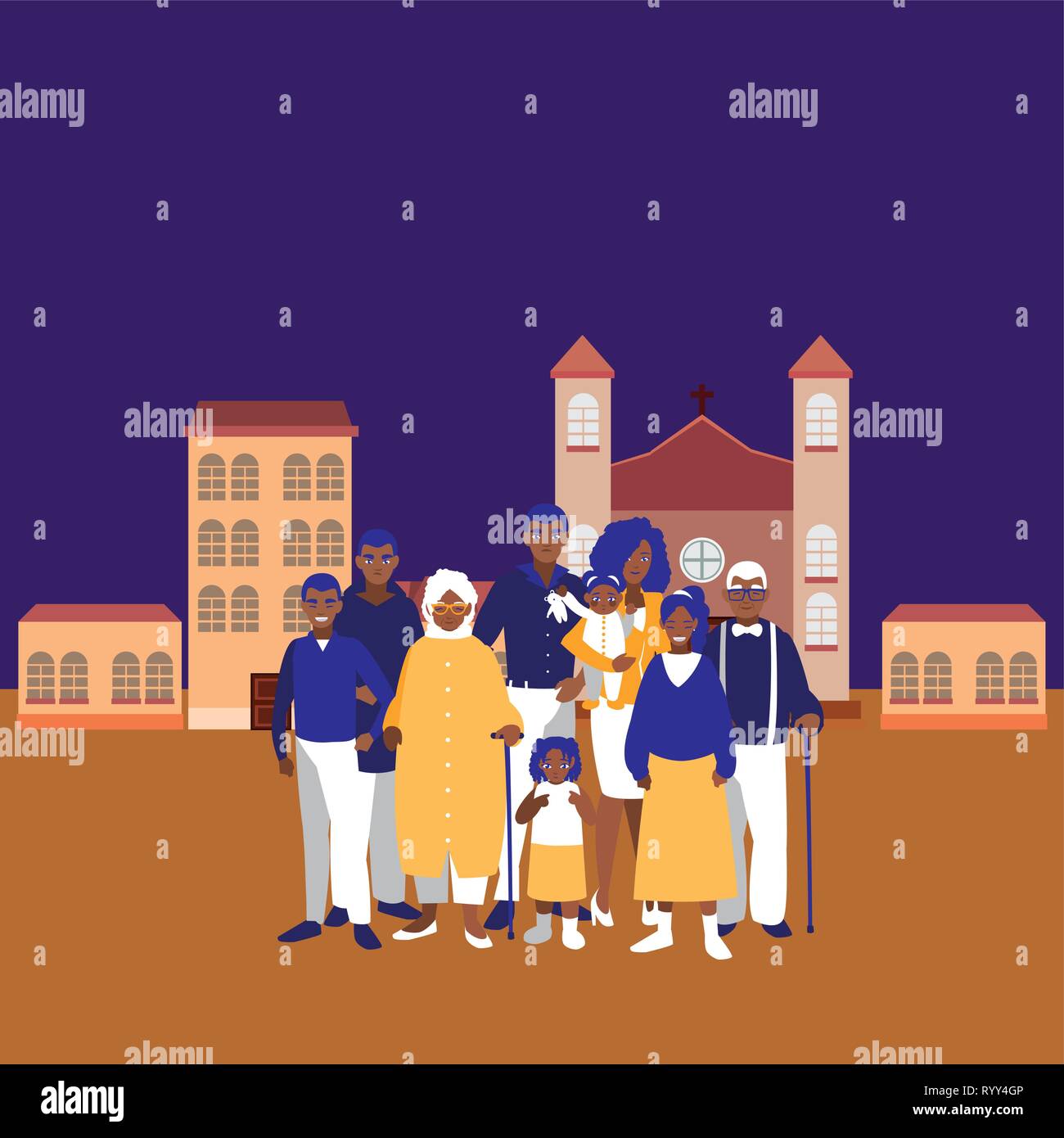 family together in the city background vector illustration Stock Vector ...