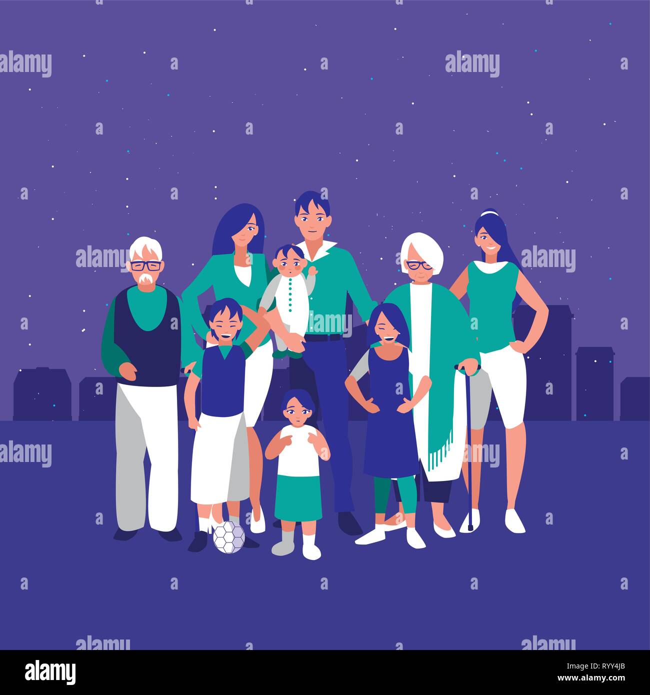 family together in the city background vector illustration Stock Vector ...