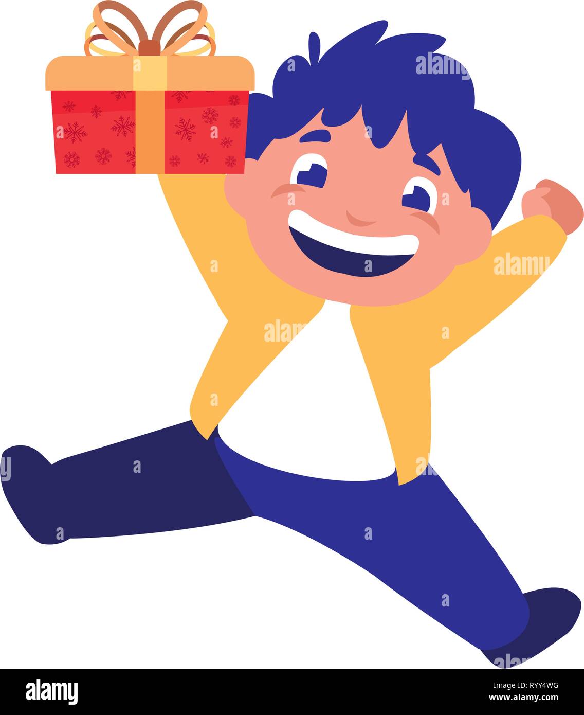 happy boy with gift box celebration vector illustration Stock Vector ...