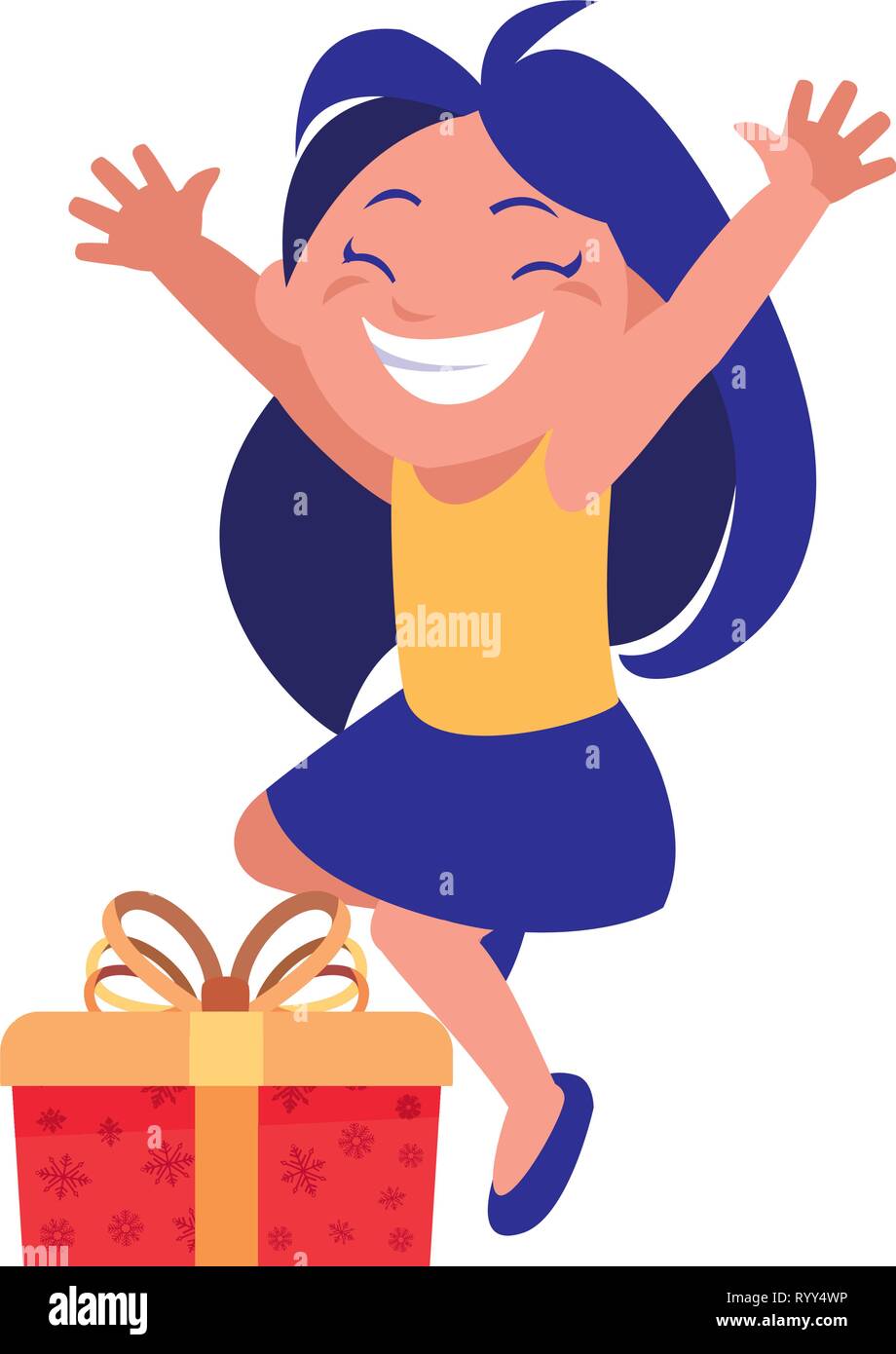 happy girl with gift box celebration vector illustration Stock Vector ...