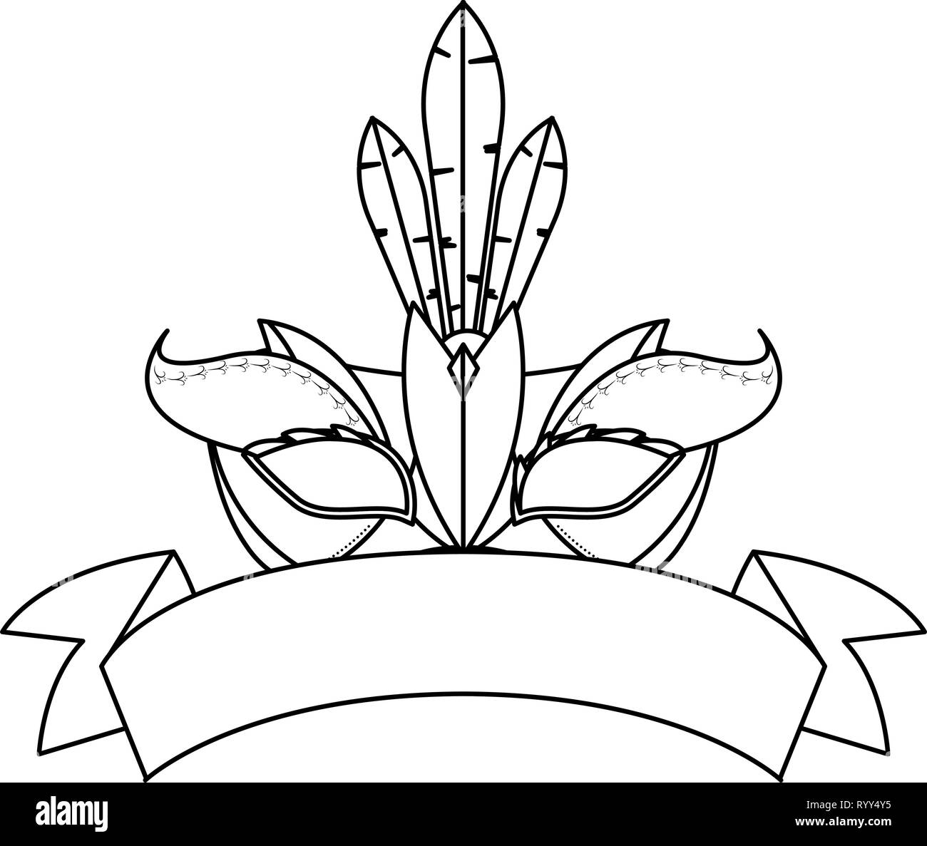 carnival mask ribbon on white background vector illustration Stock ...