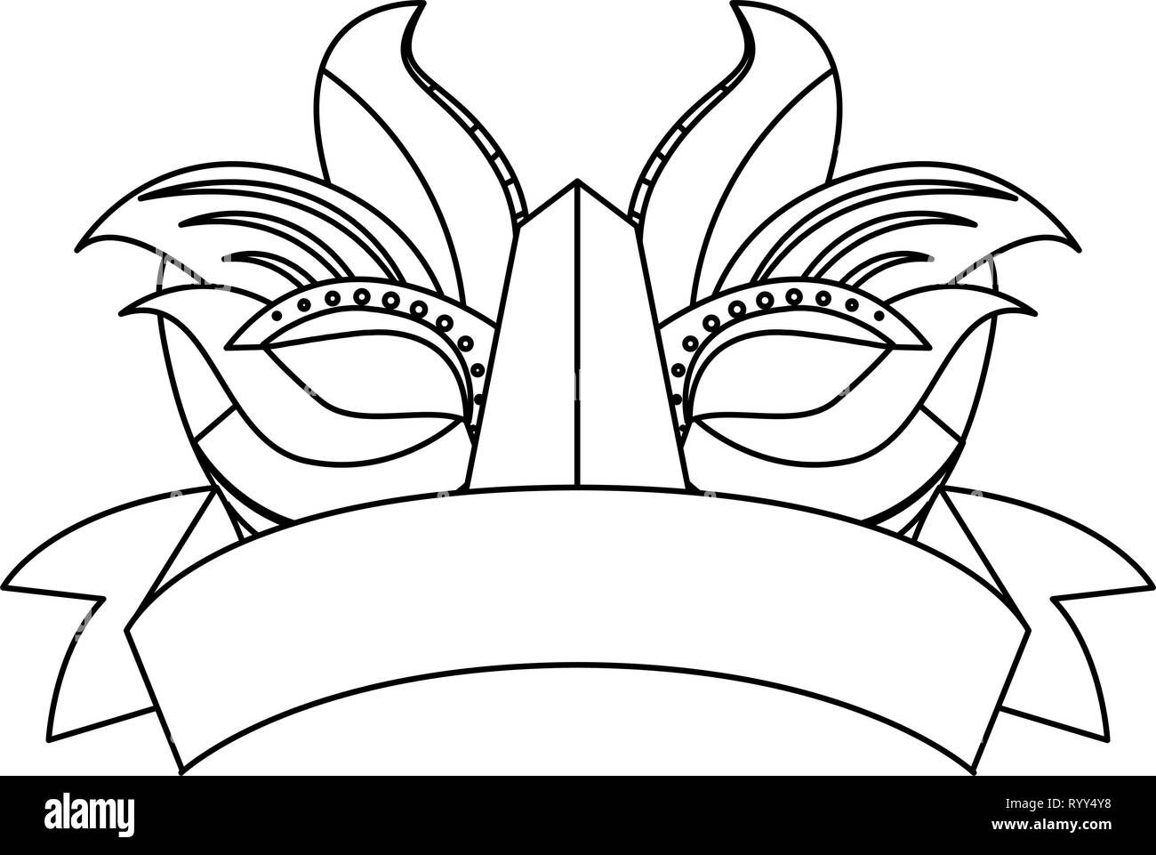 carnival mask ribbon on white background vector illustration Stock ...