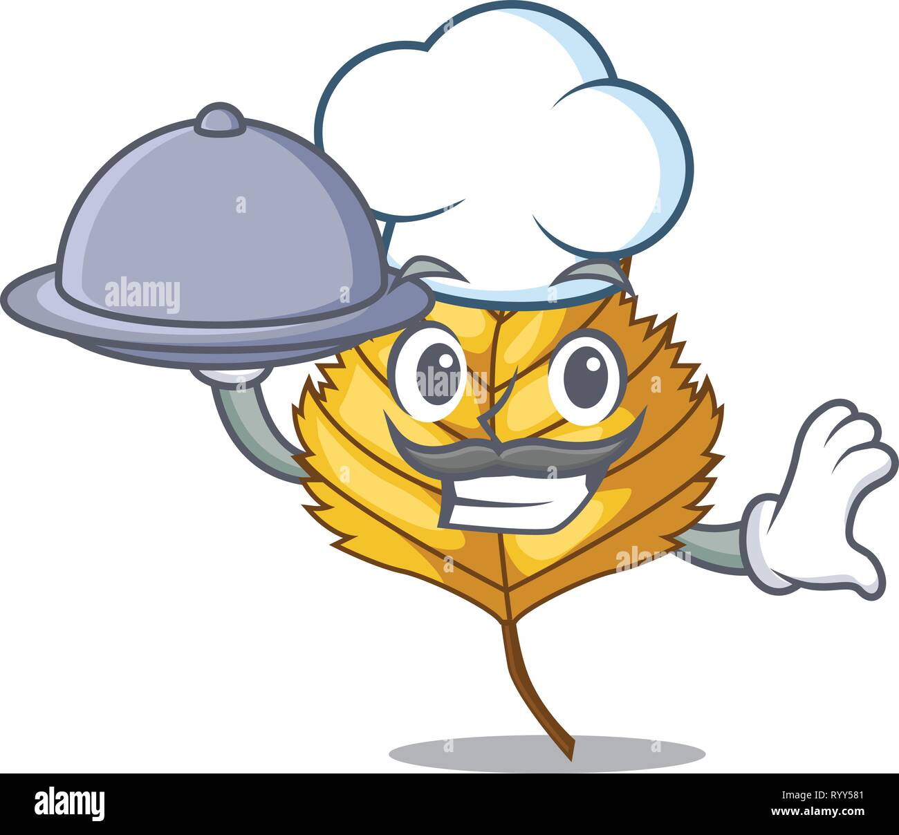 Chef with food birch leaves spread the cartoon sticks Stock Vector ...