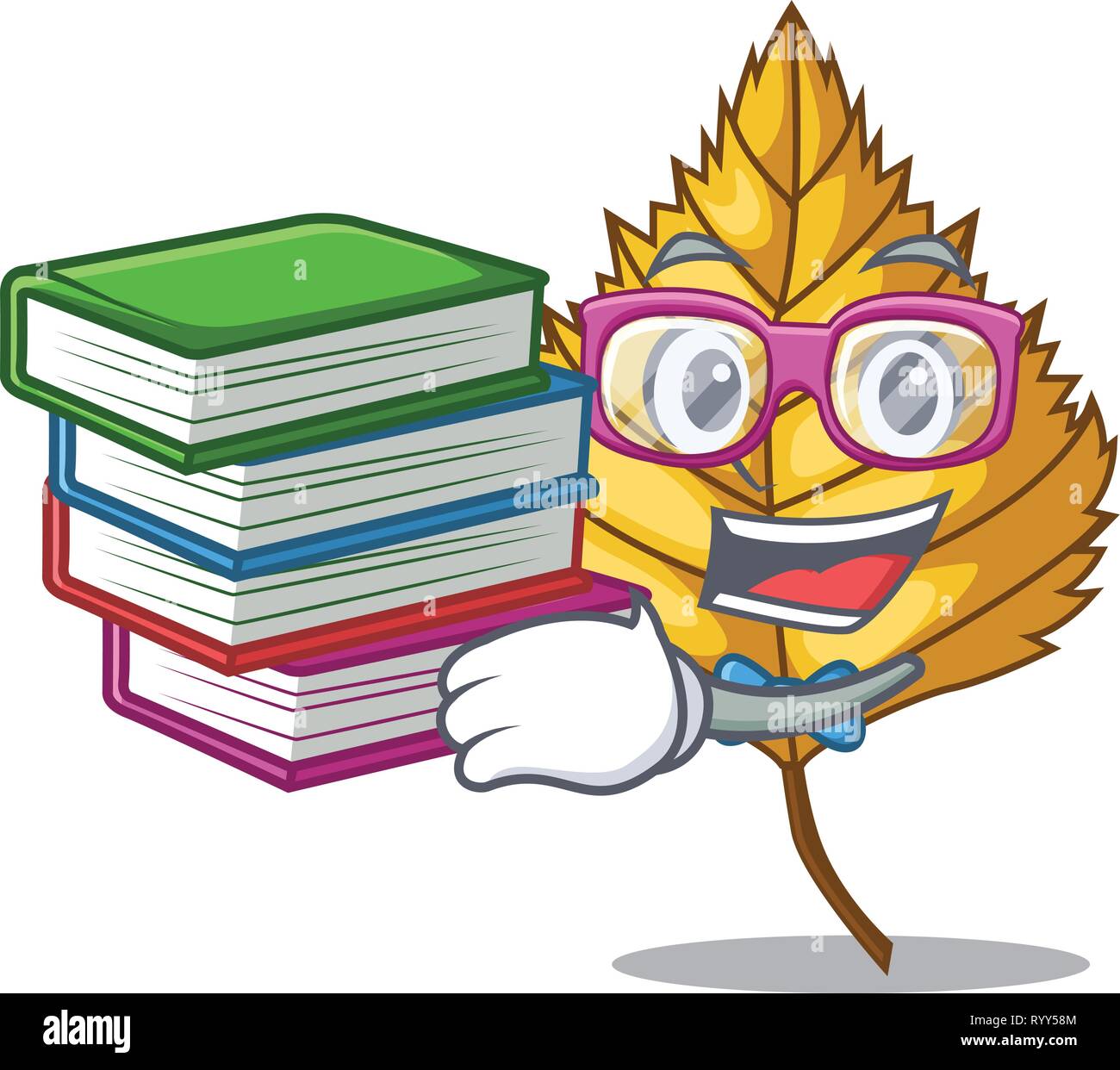 Student with book birch leaves next the cartoon tree Stock Vector Image ...