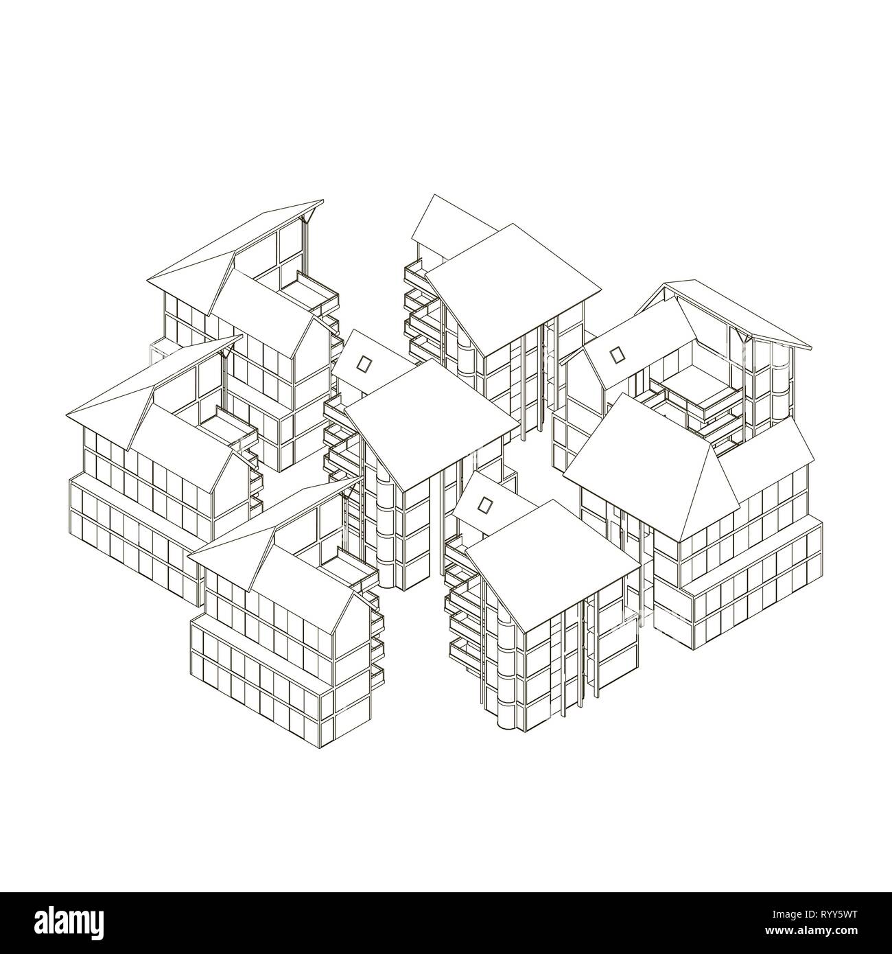 Bell tower house facade Stock Vector Images - Alamy