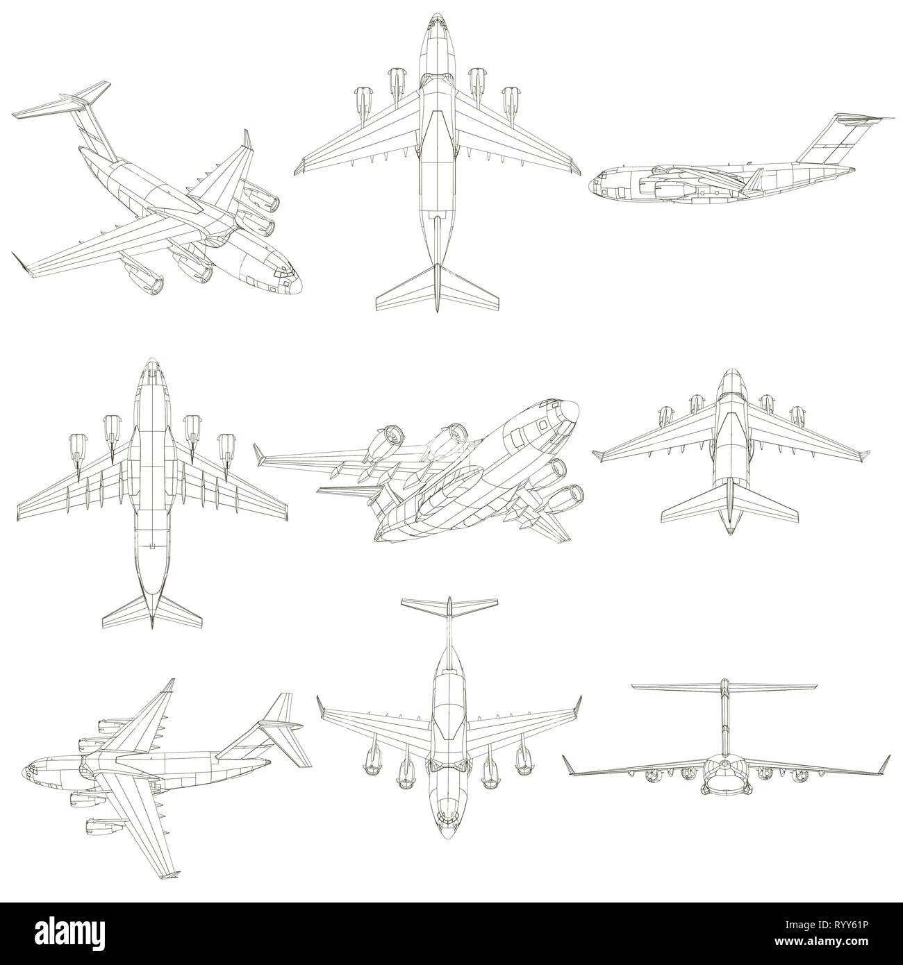 Set with contours of the aircraft. The contours of the aircraft from ...