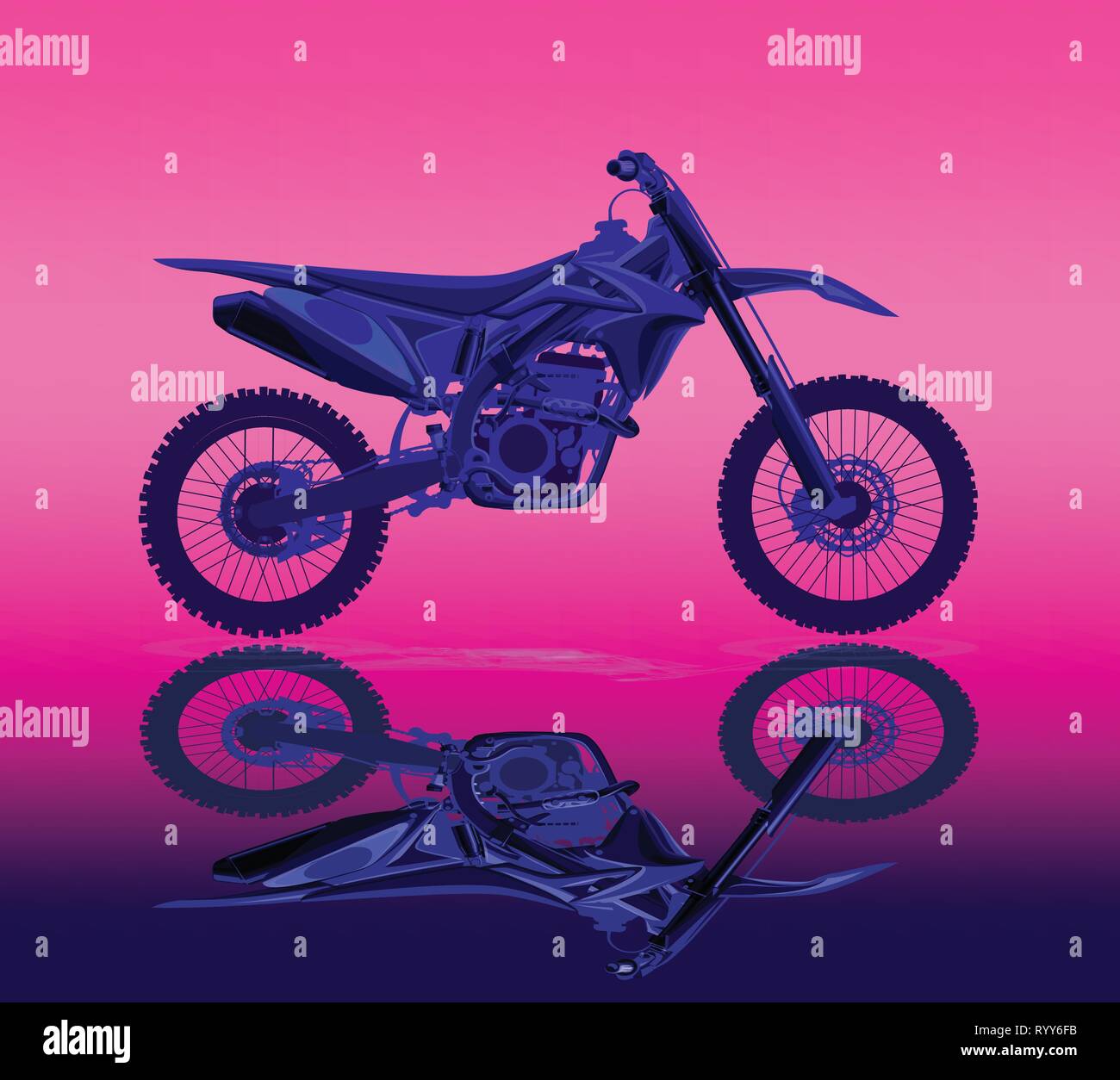 Sport motorcycle motocross technical drawing. Vector illustration Stock ...