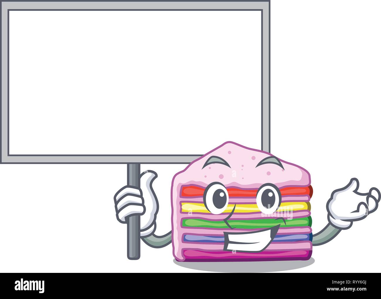 Bring board rainbow cake on plastic cartoon plate Stock Vector Image ...