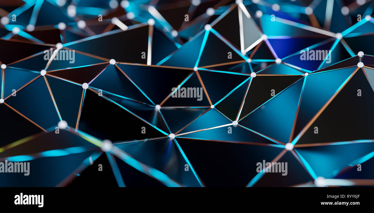 View of a Abstract connection structure with connecting dots and lines - 3d rendering Stock ...