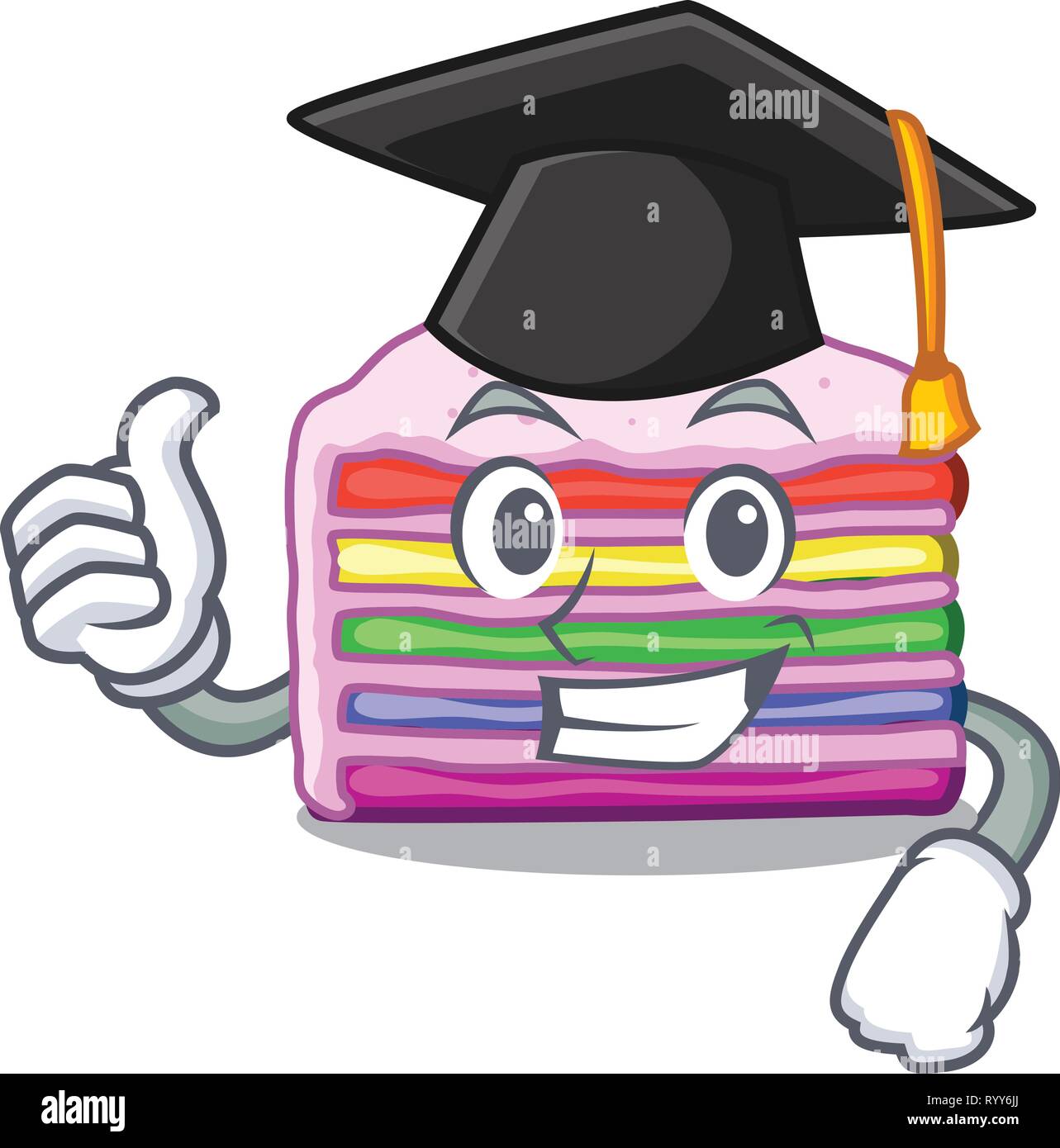 Graduation rainbow cake isolated in the character Stock Vector Image ...